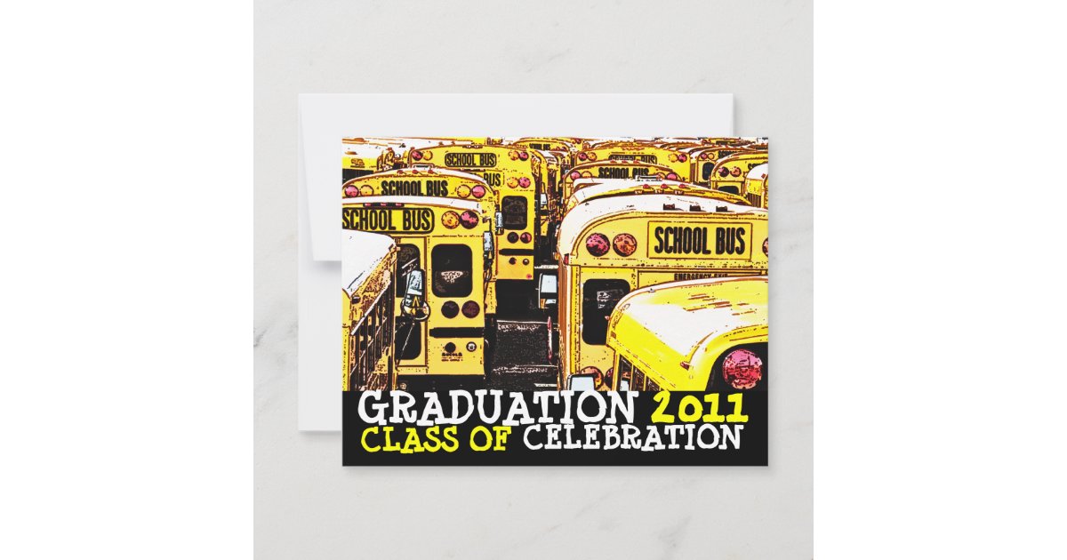 Graduation Party Invitation School Bus 7 | Zazzle
