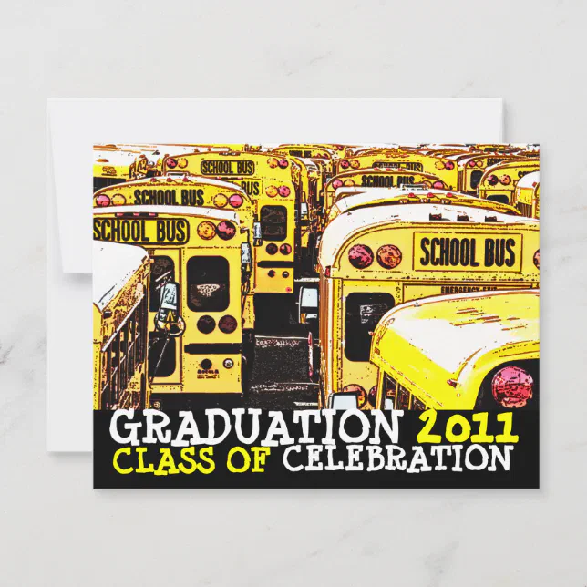Graduation Party Invitation School Bus 7 | Zazzle