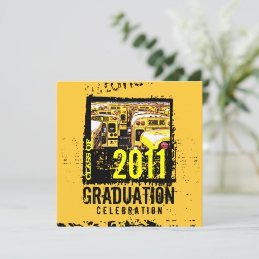 Graduation Party Invitation School Bus 9 | Zazzle