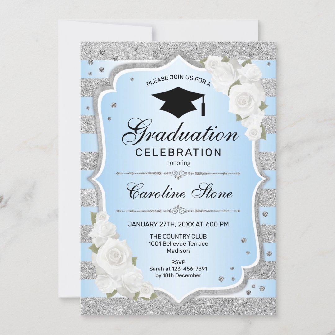 Graduation Party Invitation - Silver Blue | Zazzle