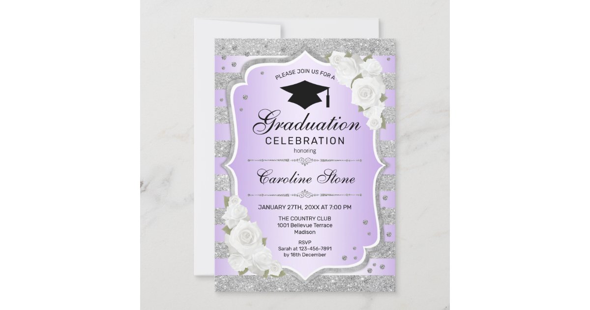 Graduation Party Invitation - Silver Purple | Zazzle