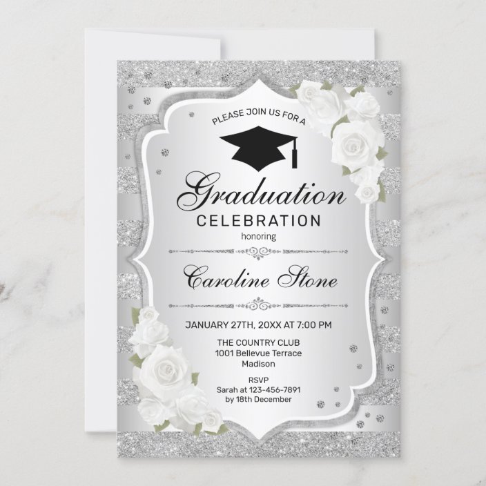 Graduation Party Invitation - Silver White | Zazzle.com