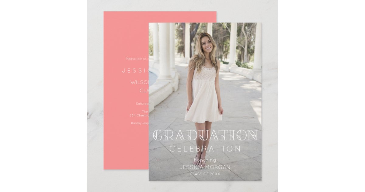 Graduation Party Invitation Trendy with Photo | Zazzle