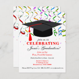 GRADUATION Party Invitation with Black Cap | Zazzle