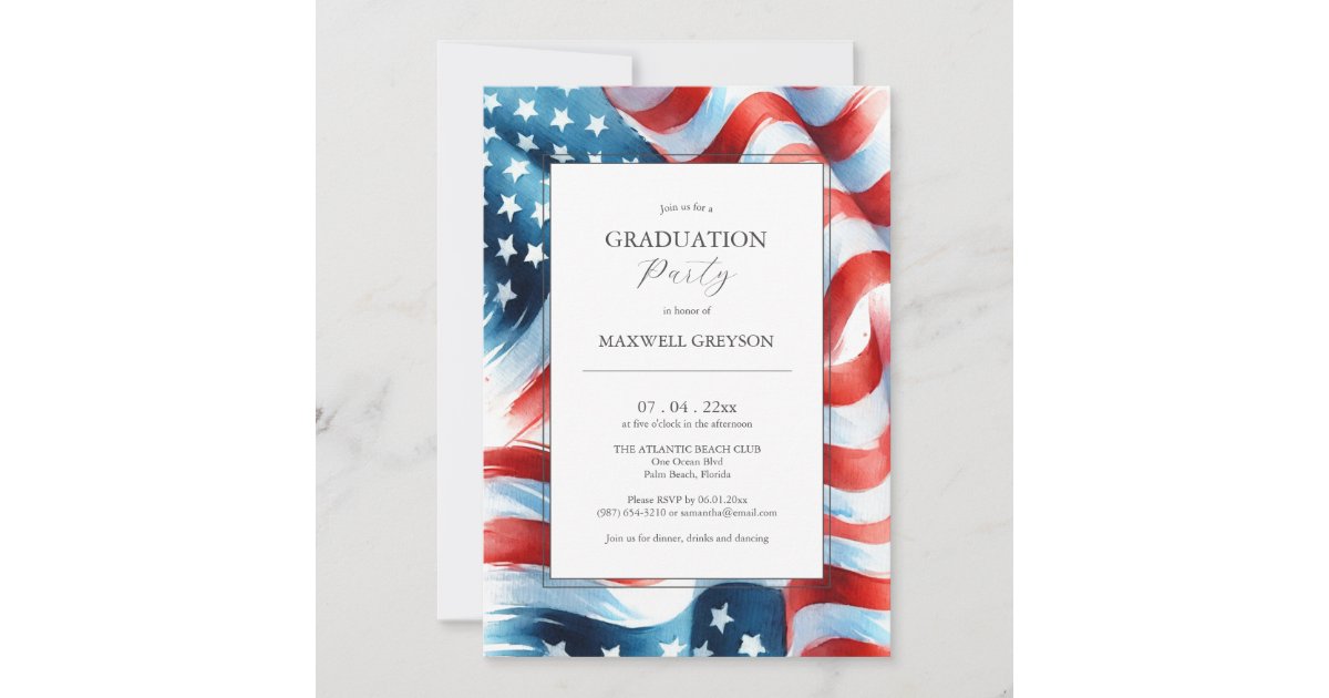 Graduation Party Invitations American Flag | Zazzle