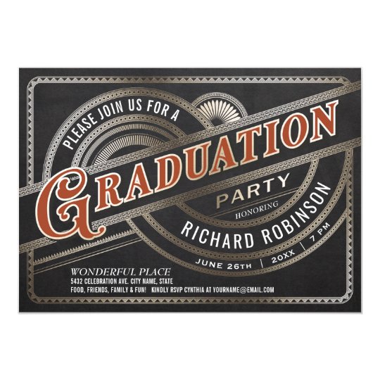 Graduation Party Invitations - Retro Vintage Foil | Zazzle.com