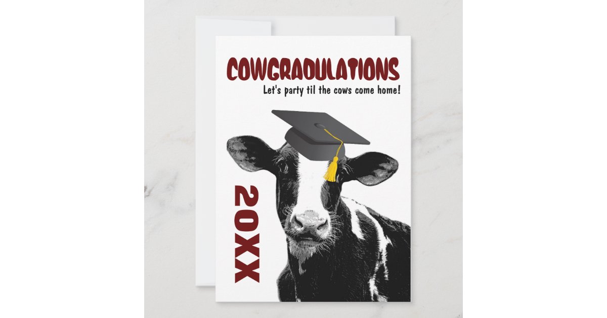 Graduation Party Invite - Funny Cow in Grad Cap | Zazzle