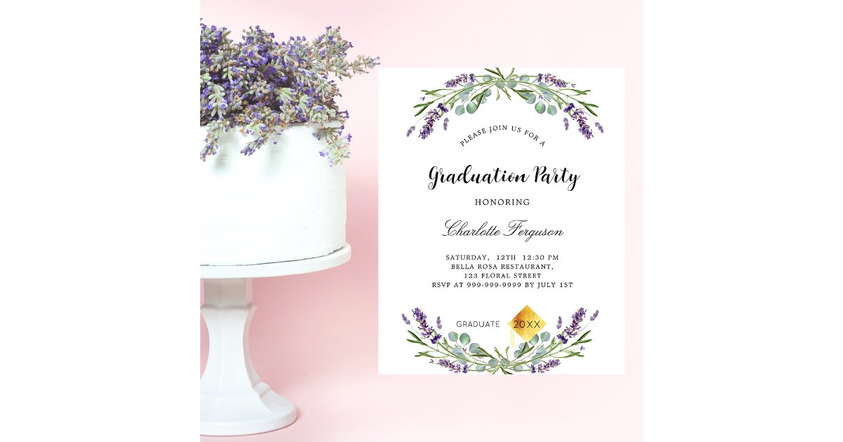 Graduation party lavender violet budget invitation flyer | Zazzle