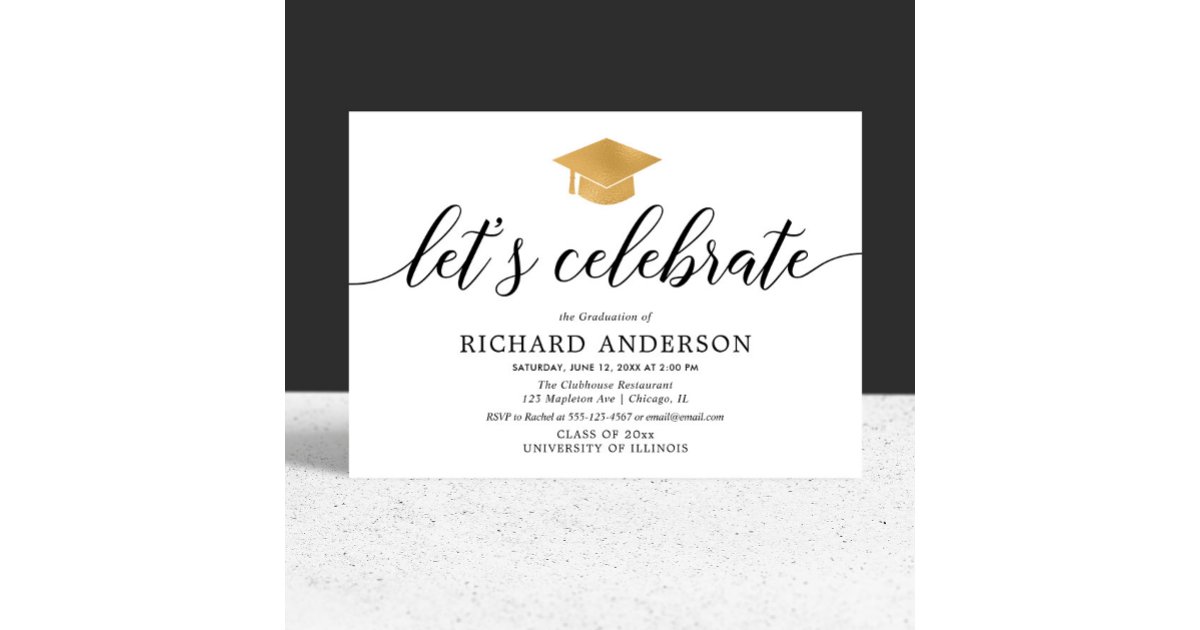 Graduation party, Let's Celebrate simple modern Invitation | Zazzle