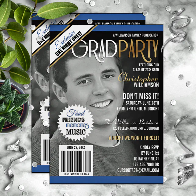Graduation Party Magazine Cover Invitation | Zazzle