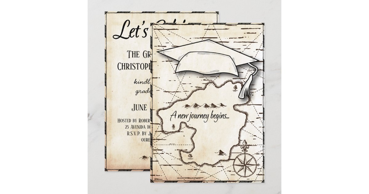 Graduation Party Map Journey To Success Invitation | Zazzle