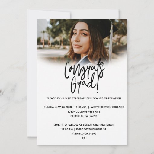 Graduation party minimalist photo Invitation | Zazzle