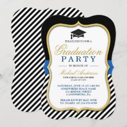 Graduation Party Modern Gold Bracket Frame Invitation | Zazzle