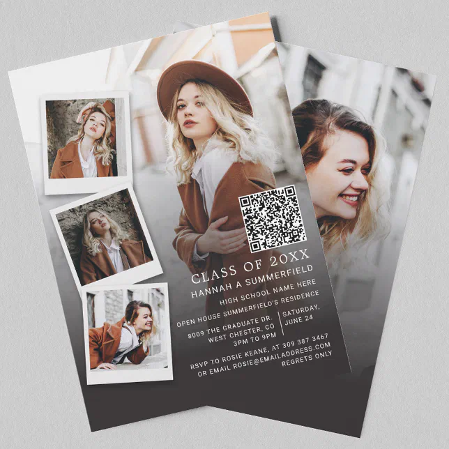 Graduation Party Multi Photo QR Code Grad 2025 Invitation | Zazzle