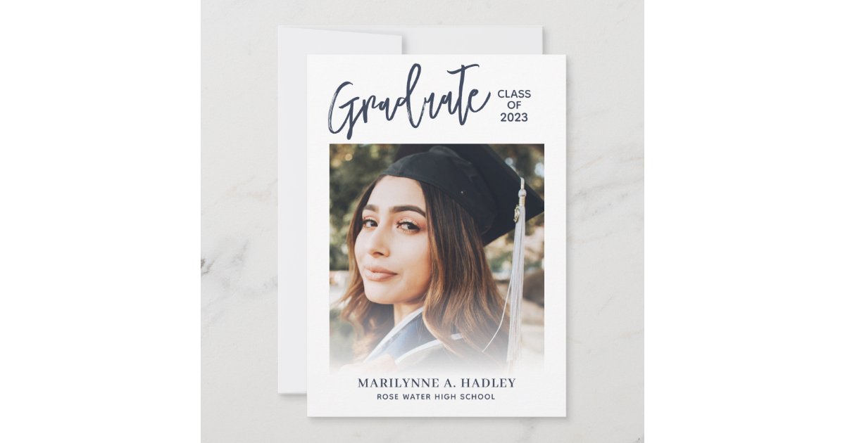 Graduation Party Photo Blue Invitation | Zazzle