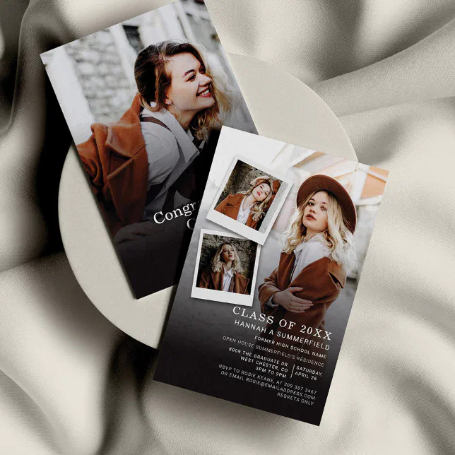 Graduation Party Photo Collage Open House Grad Invitation | Zazzle