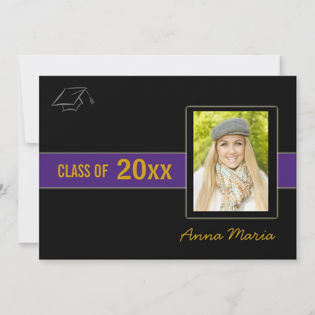 Graduation Party Photo purple Invitation | Zazzle