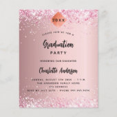 Graduation party pink glitter budget invitation | Zazzle