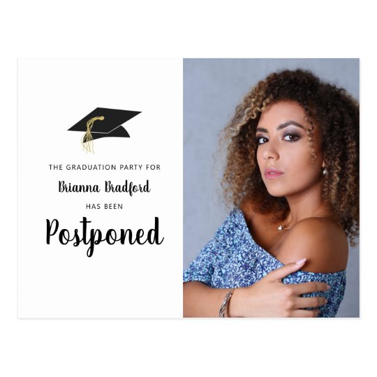 Graduation Party Postponed Photo Script Postcard | Zazzle.com