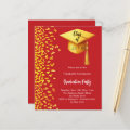 Graduation party red gold confetti invitation | Zazzle