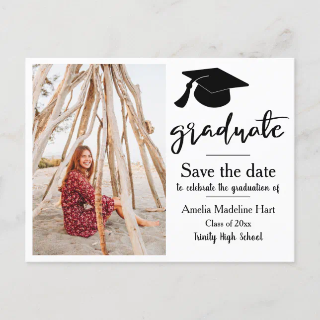 Graduation Party | Save The Date Graduate Photo Postcard | Zazzle