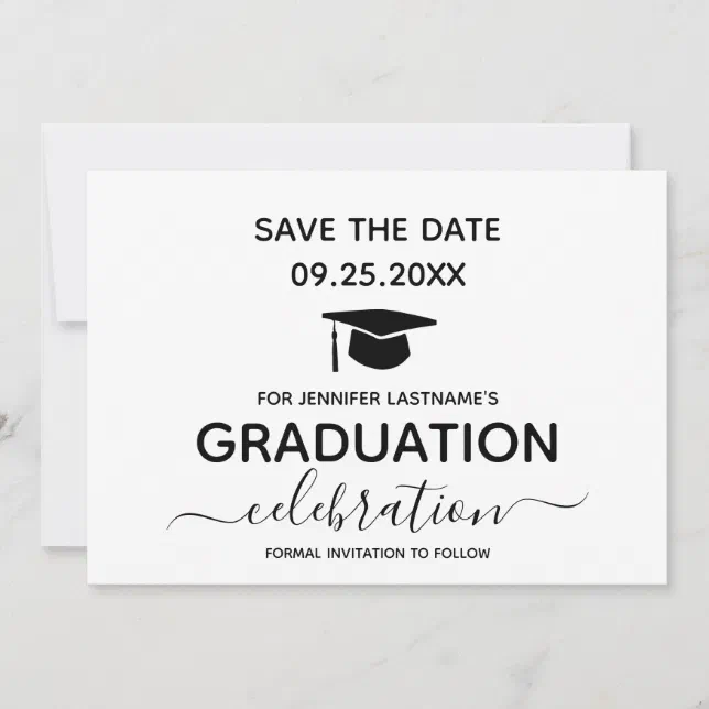 Graduation Party Save the Date Minimal Invitation | Zazzle