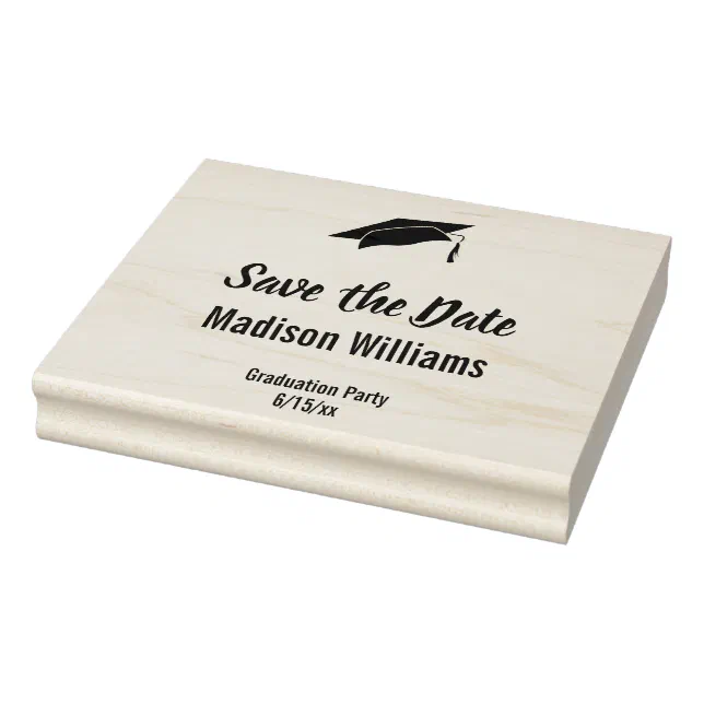 Graduation Party Save the Date Text Template Rubber Stamp | Zazzle