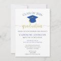 Graduation Party School Colors Blue Invitation | Zazzle