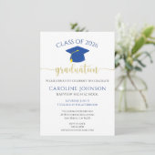Graduation Party School Colors Blue Invitation | Zazzle