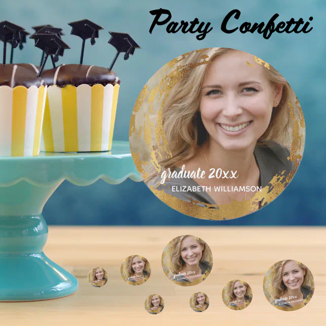 Graduation Party Senior Class Photo Faux Gold Confetti | Zazzle