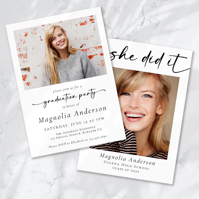 Graduation Party She Did It Photo Invitation | Zazzle