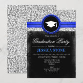 Graduation Party - Silver Black Royal Blue Invitation | Zazzle