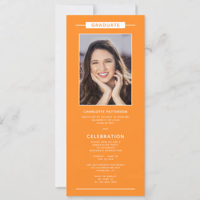 Graduation Party Simple Modern Photo QR Code Invitation | Zazzle