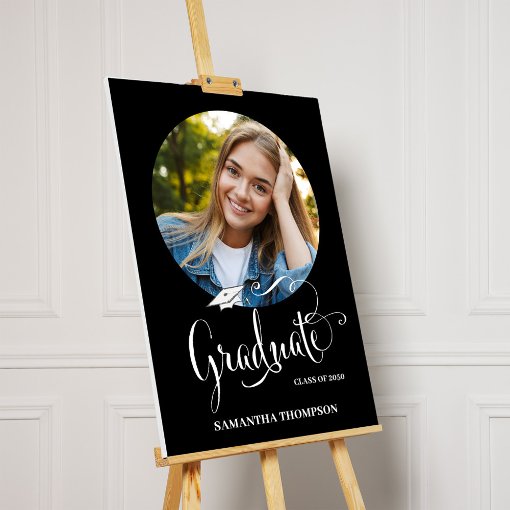 Graduation Party Simple Typography Black and White Foam Board | Zazzle