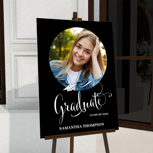 Graduation Party Simple Typography Black and White Foam Board | Zazzle