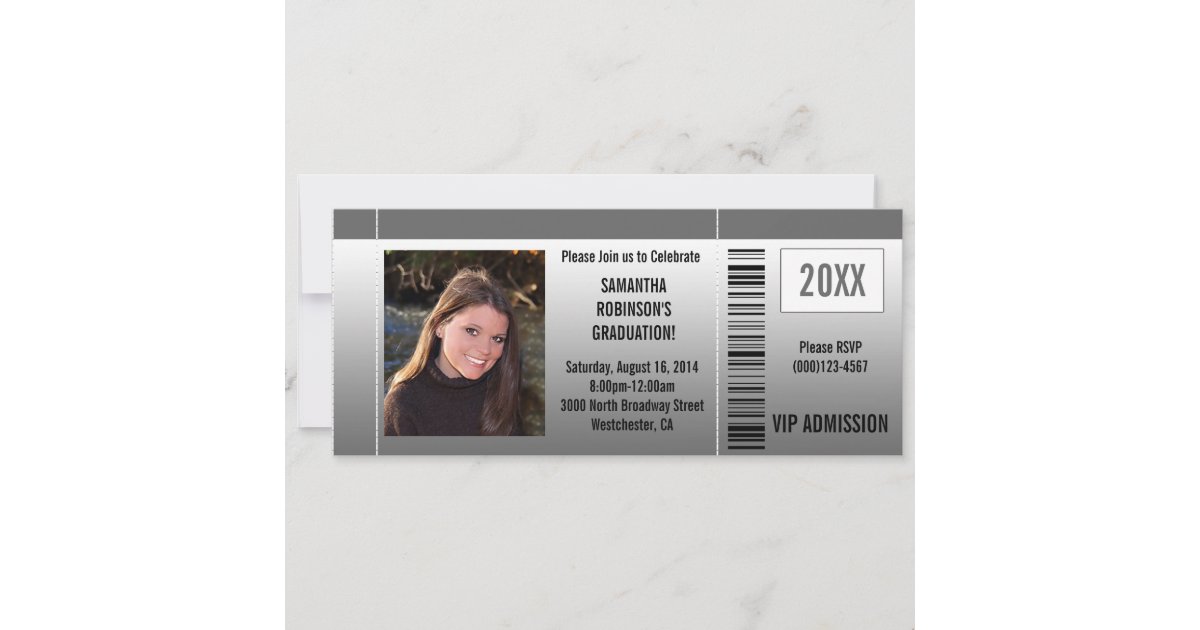 Graduation Party Ticket Invitations with Photo | Zazzle
