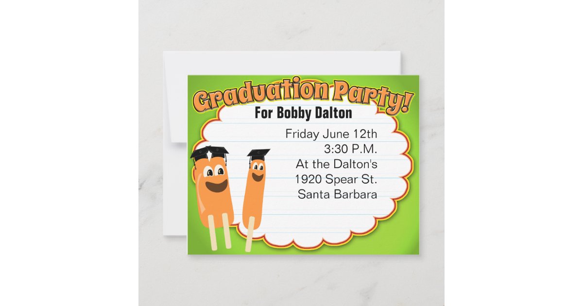 Graduation Party Time Cute Cartoon Pop Invitation | Zazzle