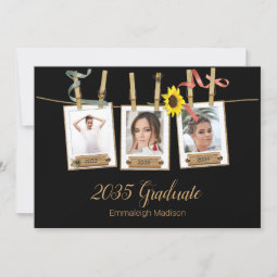 Graduation Party Triple Photo Collage Invitation | Zazzle