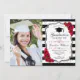 Graduation Party With Photo - Silver Red Black Invitation | Zazzle
