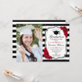 Graduation Party With Photo - Silver Red Black Invitation | Zazzle