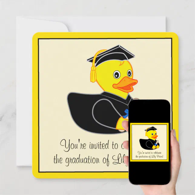 Graduation Party with Rubber Duck Graduate Invitation | Zazzle
