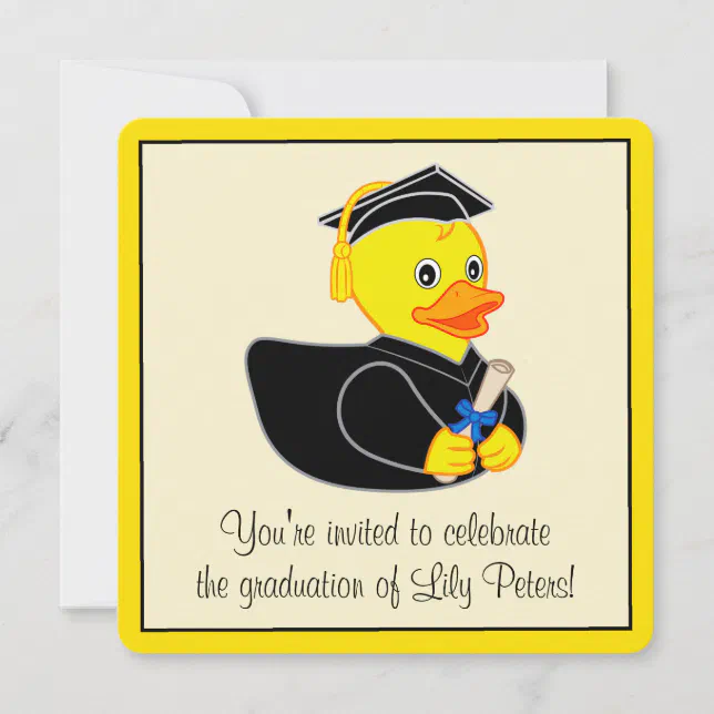 Graduation Party with Rubber Duck Graduate Invitation | Zazzle