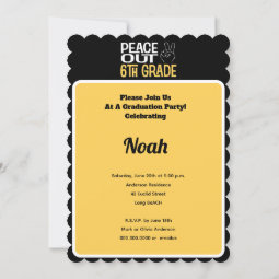 Graduation Peace Out 6th Grade Party Invitation | Zazzle