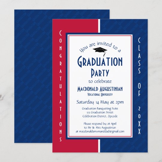 GRADUATION Personalized Red White Blue Graduate Invitation | Zazzle.com