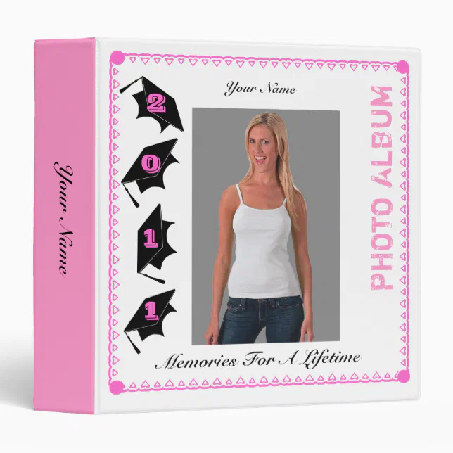 Graduation Photo Album Binder Pink 2 | Zazzle