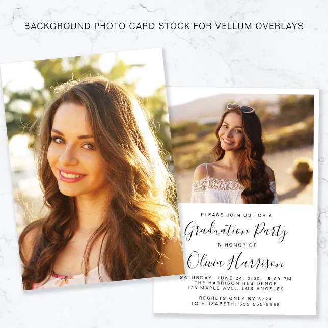 Graduation Photo Background For Vellum Overlay Invitation | Zazzle
