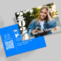 Graduation Photo Bright Blue Class Of 2023 QR Invitation | Zazzle