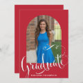 Graduation Photo Calligraphy Script Cardinal Red Invitation | Zazzle