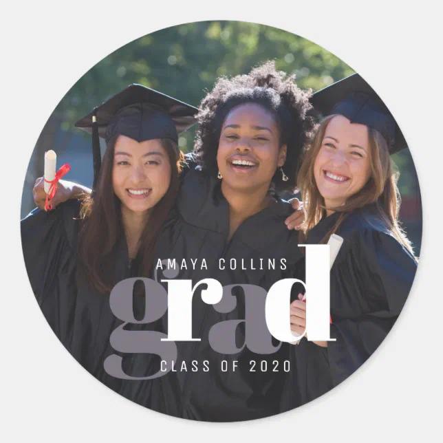 Graduation Photo Class of 2020 Classic Round Sticker | Zazzle