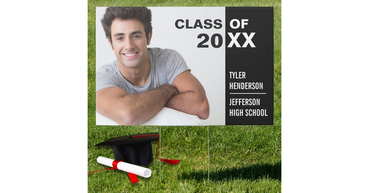 Graduation Photo Class of 20XX School Grad Name Sign | Zazzle